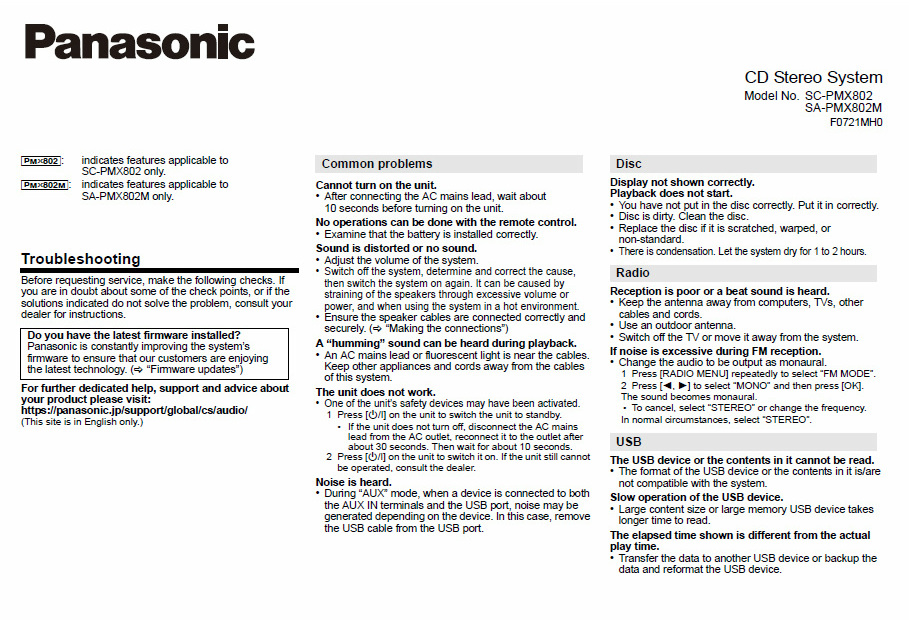 SC-PMX802, SC-PMX800, SA-PMX802M FAQs | FAQ | Audio | Digital AV ...